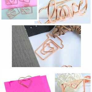 5x Rose Gold Paper Clips Coffee Paper Clip Envelope Paper Clip Love ...