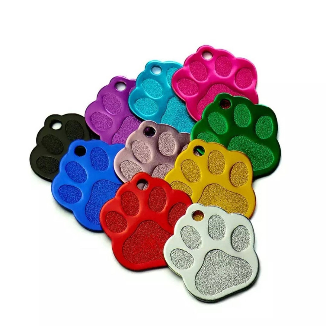 Paw Print Dog Tag Blanks, Anodized Aluminum Pet ID Tags (set of 5) - Etsy