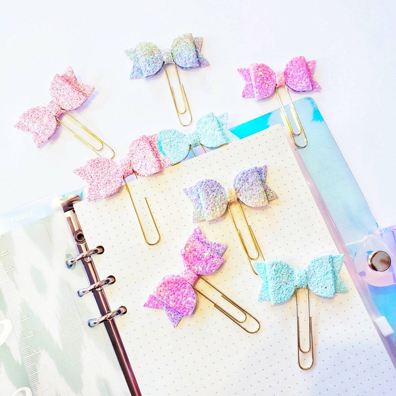 Bullet Journal Accessories Page Holder Planner Paper Clips Glitter Bow ...