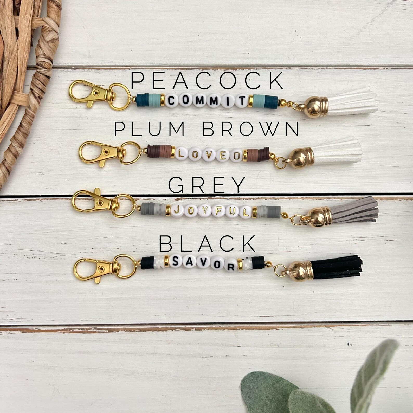 One Little Word Bead Keychain - INDIVIDUAL - Word of the Year - Polymer ...
