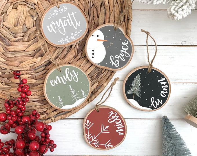 Personalized Name Wood Slice Ornaments Custom Christmas - Etsy