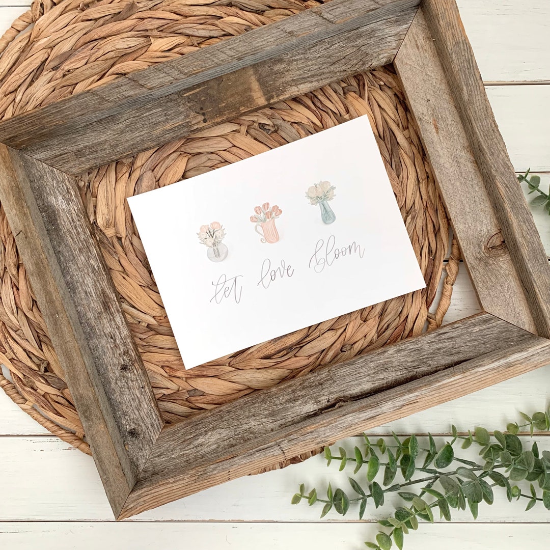 Let Love Bloom Art Print - Floral Bouquet - 5x7 8x10 - Spring Flowers ...