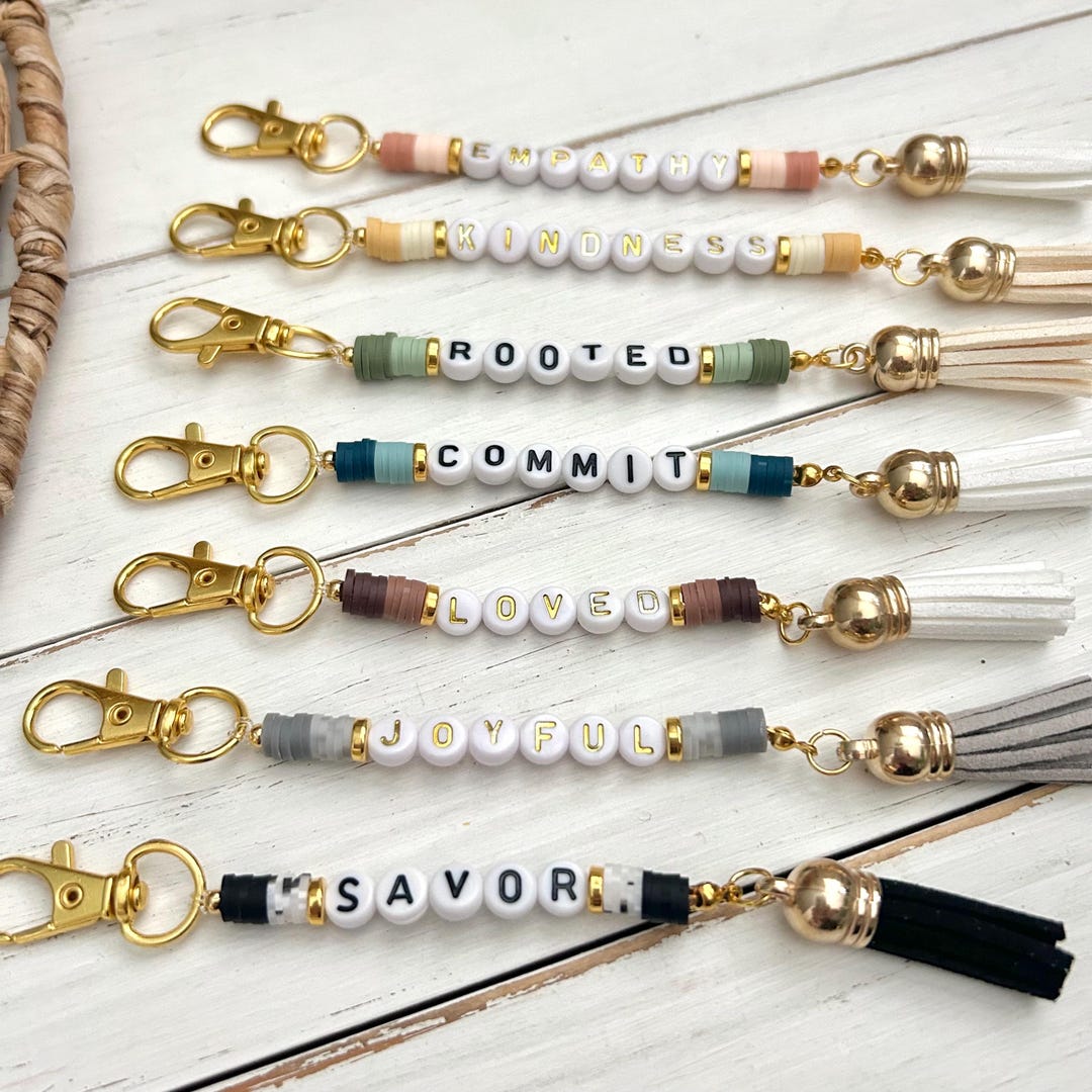 One Little Word Bead Keychain - INDIVIDUAL - Word of the Year - Polymer ...