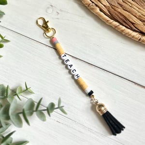 TEACH Bead Pencil Keychain Charm - Teacher Gift - Back to School ...