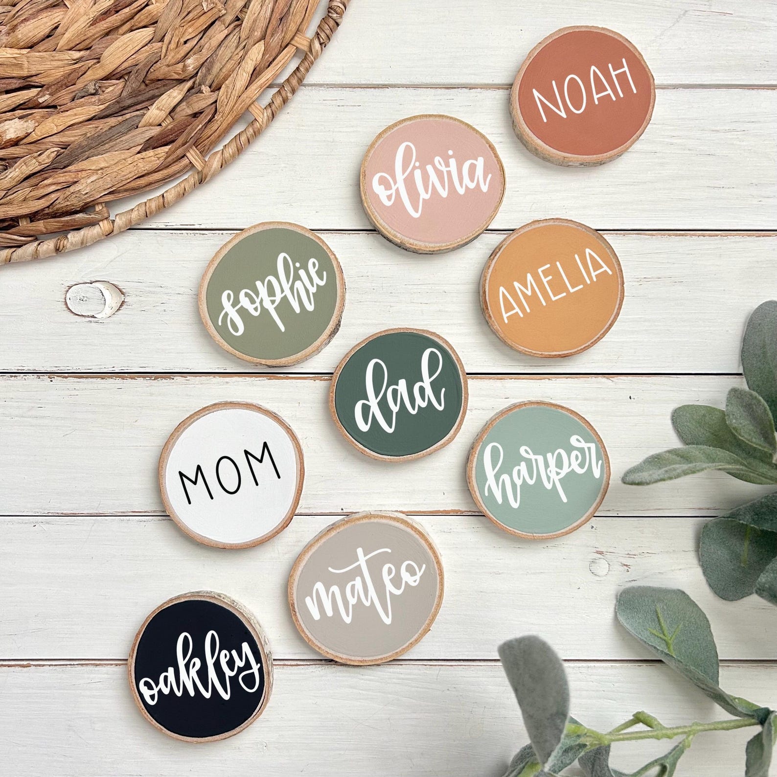 CUSTOM Name Wood Slice Magnet - Word of the Year - Birch Wood - Mini ...