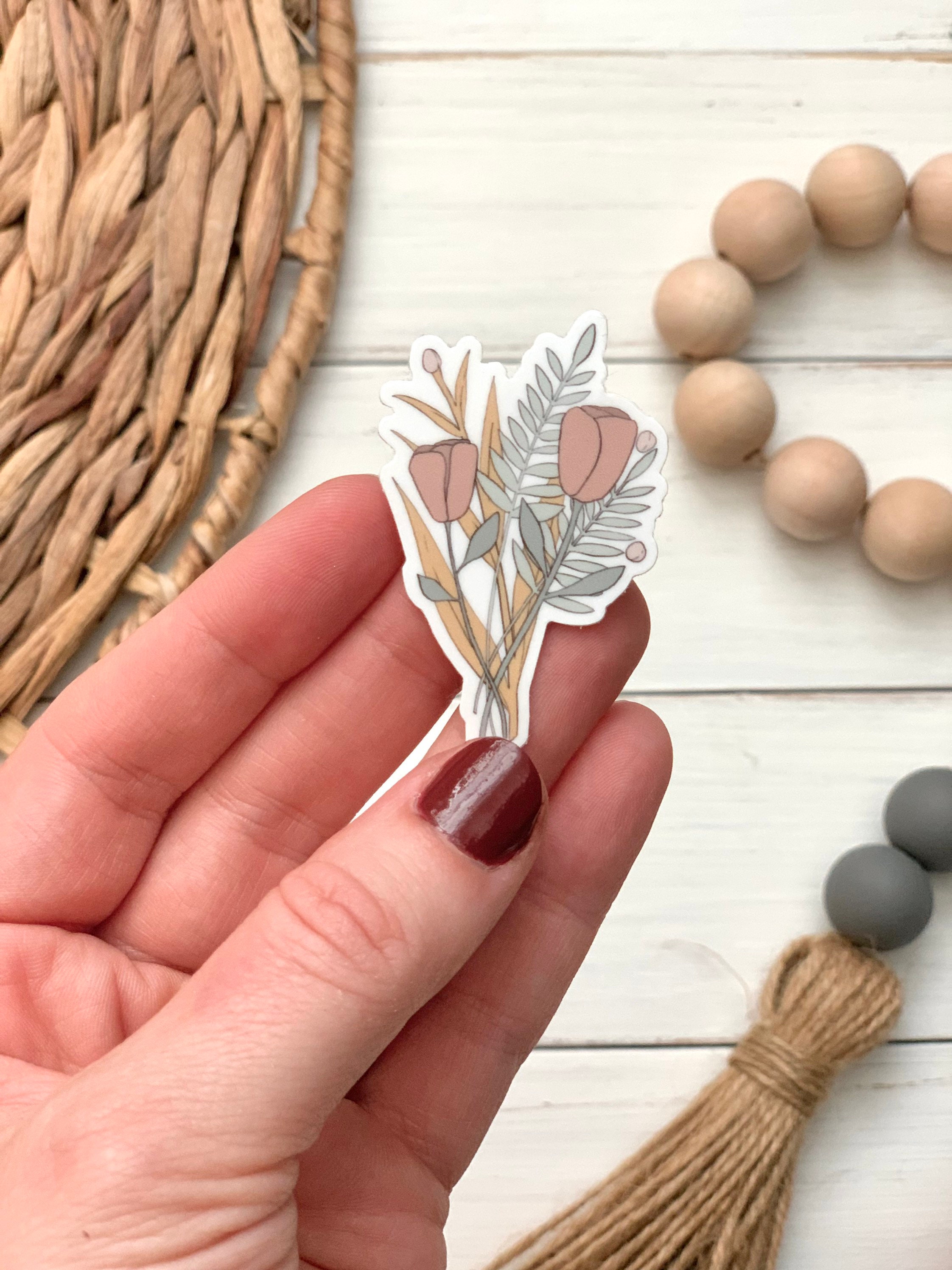 Floral Sticker Set SET OF THREE Vinyl Stickers Flower - Etsy