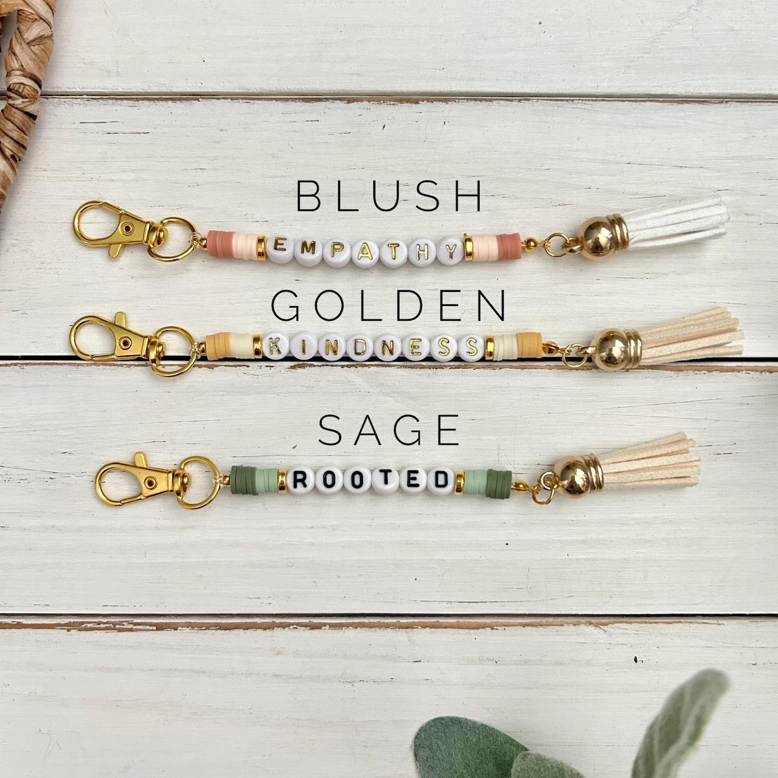 One Little Word Bead Keychain - INDIVIDUAL - Word of the Year - Polymer ...