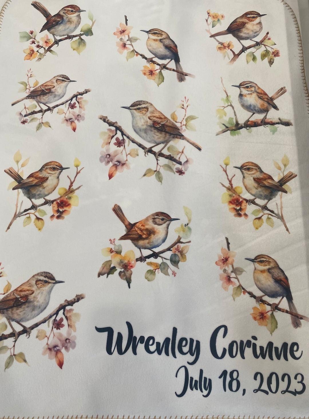 Personalized Baby Blanket, Custom Blanket, Plush, Wren, Birds, Baby ...
