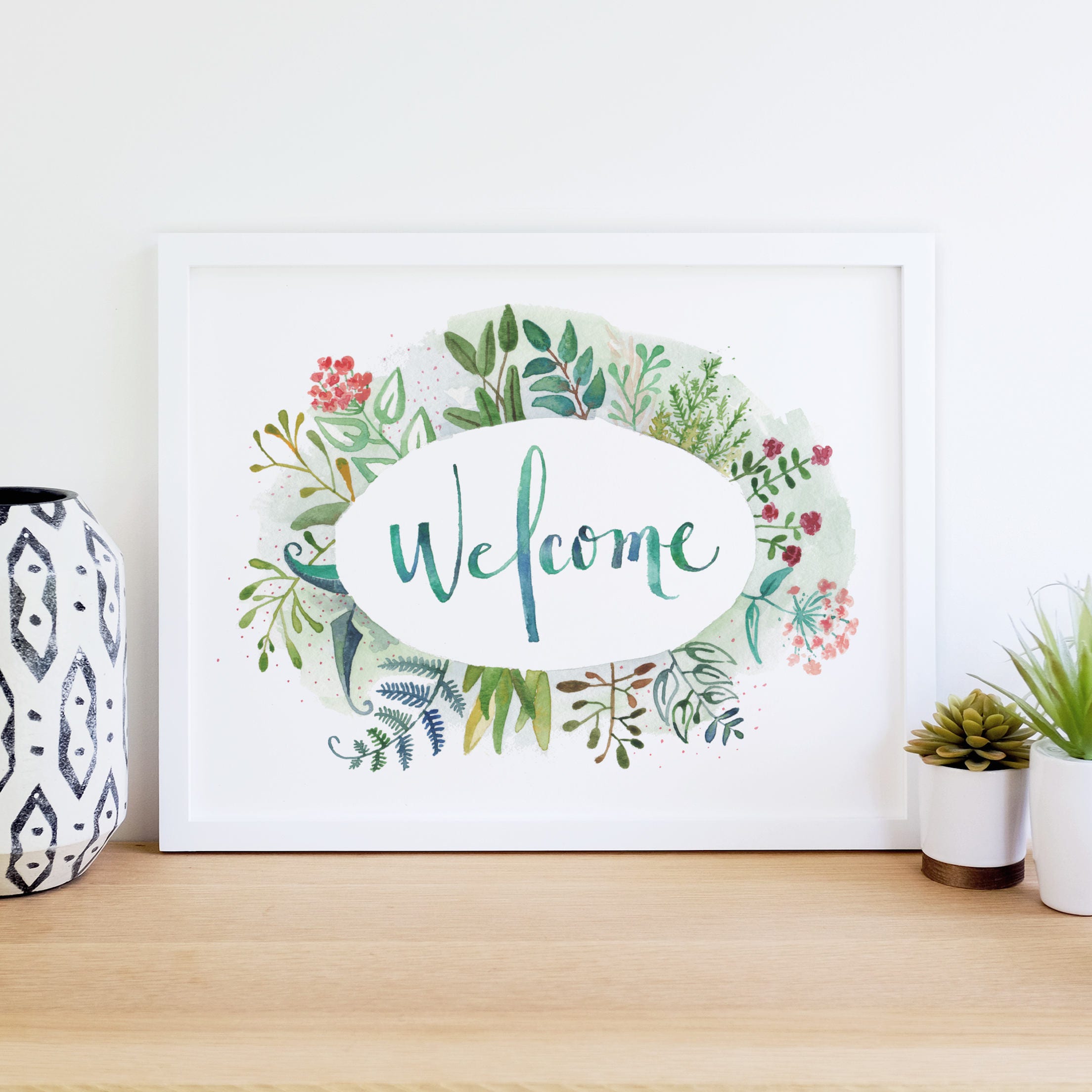 Digital Download / Welcome Sign Floral Wreath / Printable Art Home ...