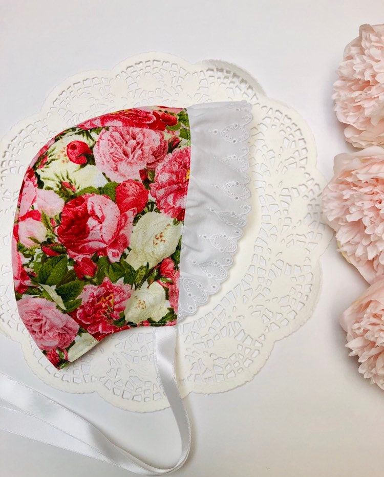 Elegant ROSE baby bonnetbonnet for girl. Summer bonnet. | Etsy