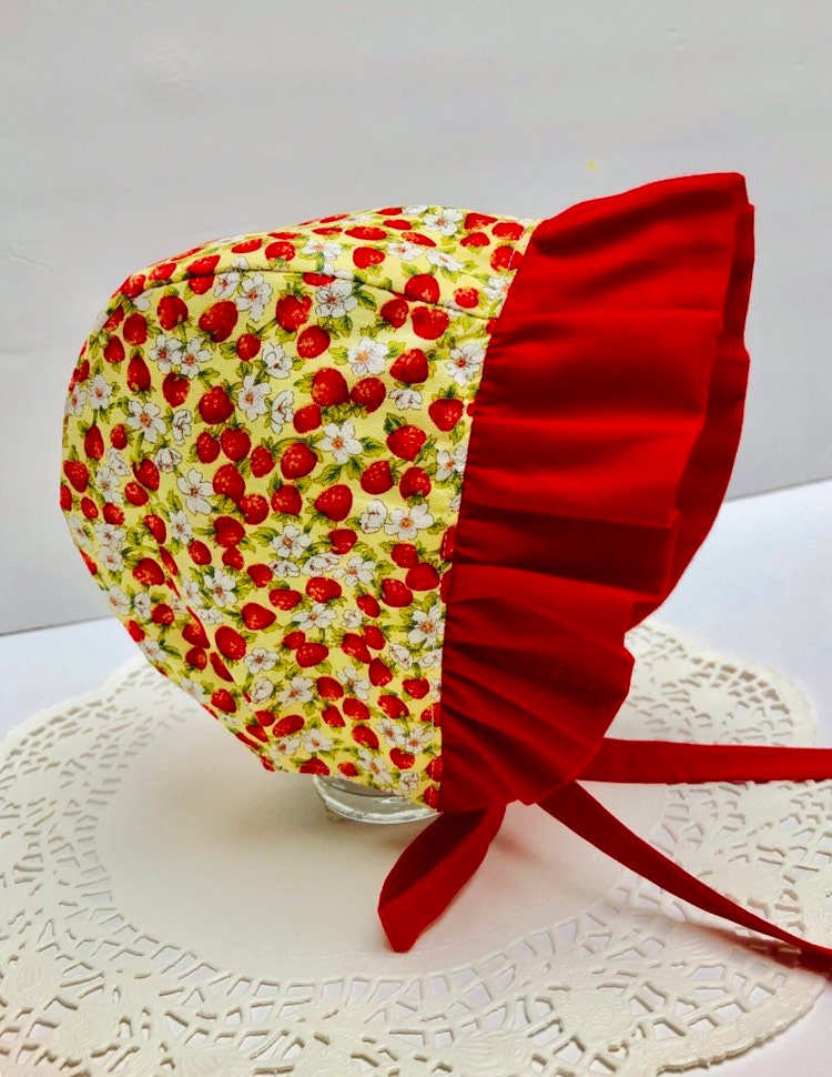 Berry bonnet. Cotton bonnet. Reversible bonnet. Sun bonnet | Etsy