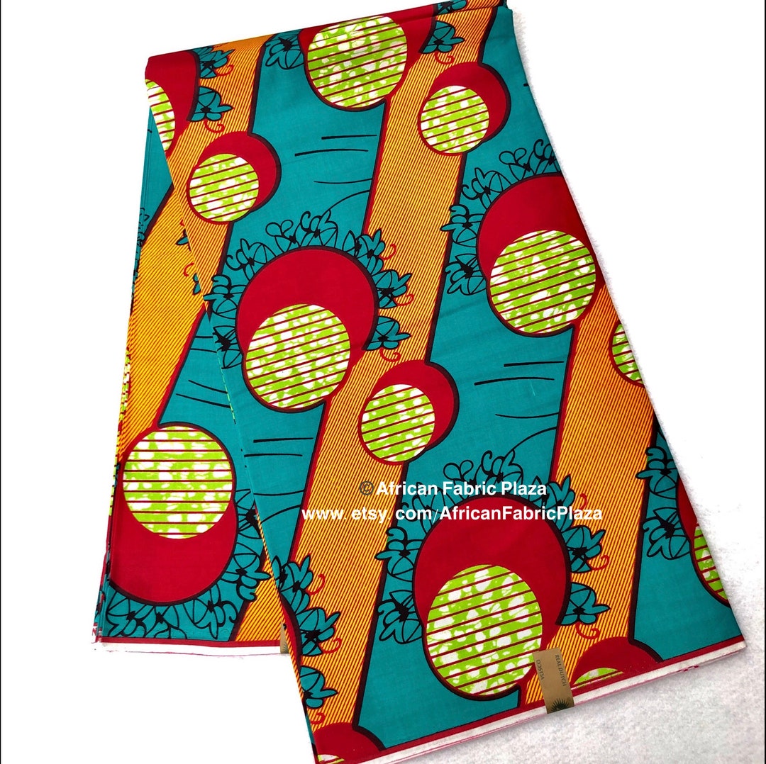 Turquoise, Yellow ‘n’ Red African Fabric African Print, Ankara, African ...