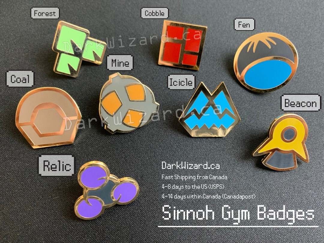 Sinnoh Gym Badges, Metal Pins With Display Board, Anime Cosplay - Etsy