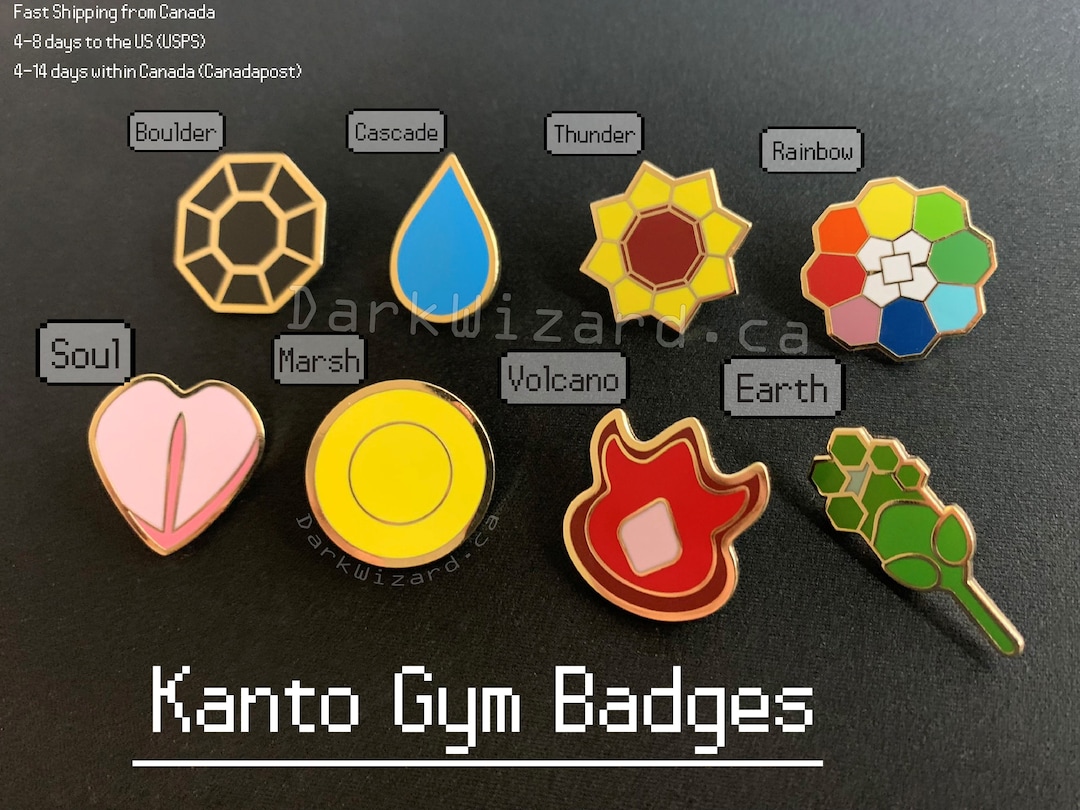 Kanto Gym Badges, Metal Pin, Collection and Cosplay, Anime, Gift for ...