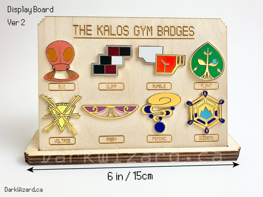 Kalos Gym Badges With Display Board, Metal Pin, for Collection and ...