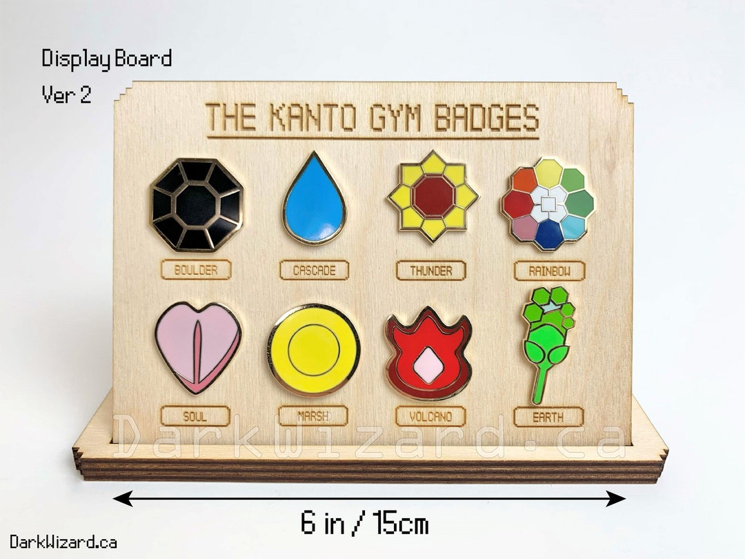 Kanto Gym Badges With Display Board, Metal Pin, for Collection and ...