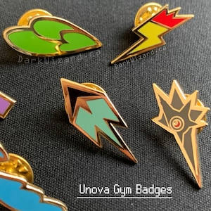 PKM Unova Gym Badges With Display Board, Metal Pin, for Collection and ...