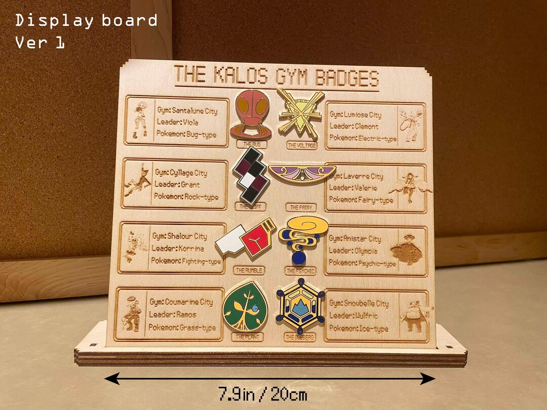 Kalos Gym Badges With Big Display Board, Metal Pin, for Collection and ...