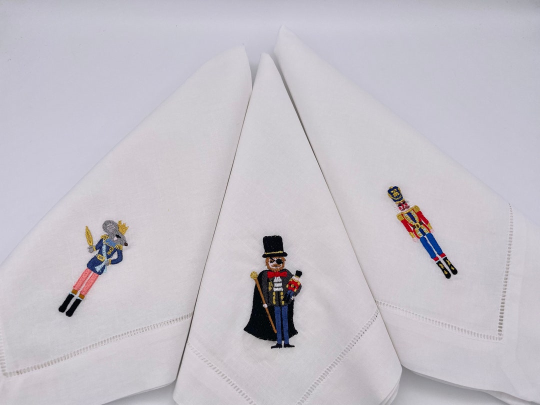 Nutcracker Dinner Napkins.linen Christmas Napkins.xmas Table Linens - Etsy