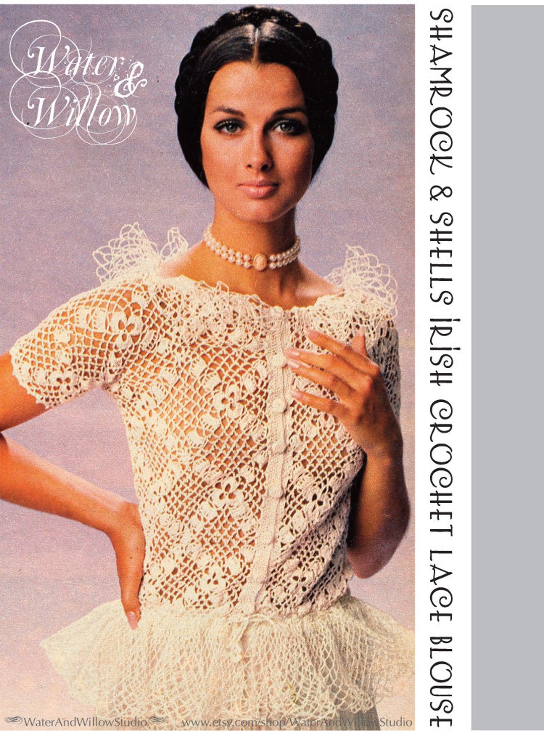 Irish Crochet Lace Shamrocks and Shells Blouse Vintage Pattern 12 Pages ...