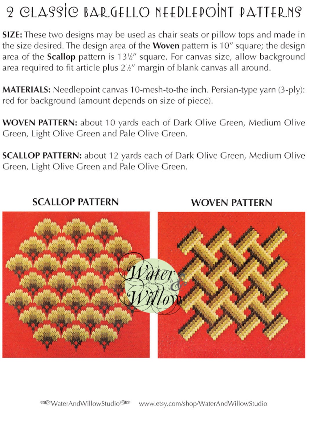 2 Classic Bargello Patterns for Needlepoint Vintage Pattern Chart 6 ...