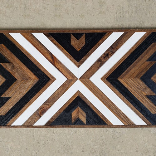 Geometric Wood Wall Art Modern Farmhouse Wood Wall Art | Etsy
