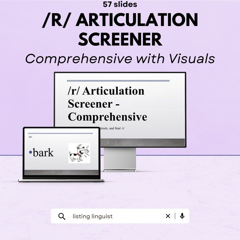 R Articulation Screener, Articulation, SLP, Speech, Assessment, Sounds ...