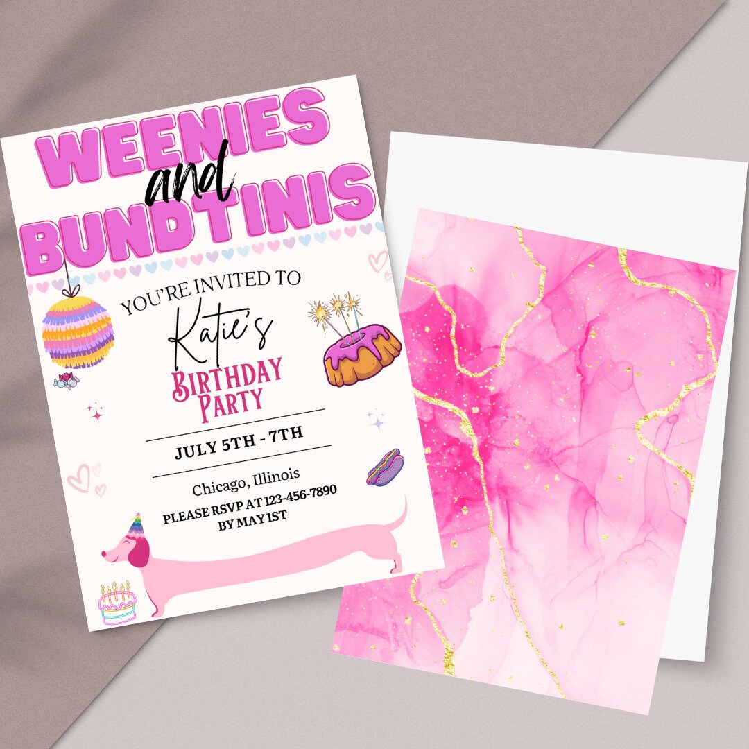 Weenies and Bundtinis Girl Birthday Invitation Template, Dachshund ...