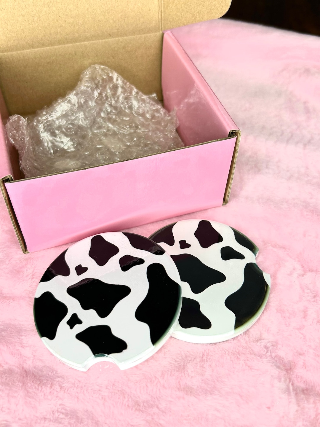 Cow Print Coasters - Etsy