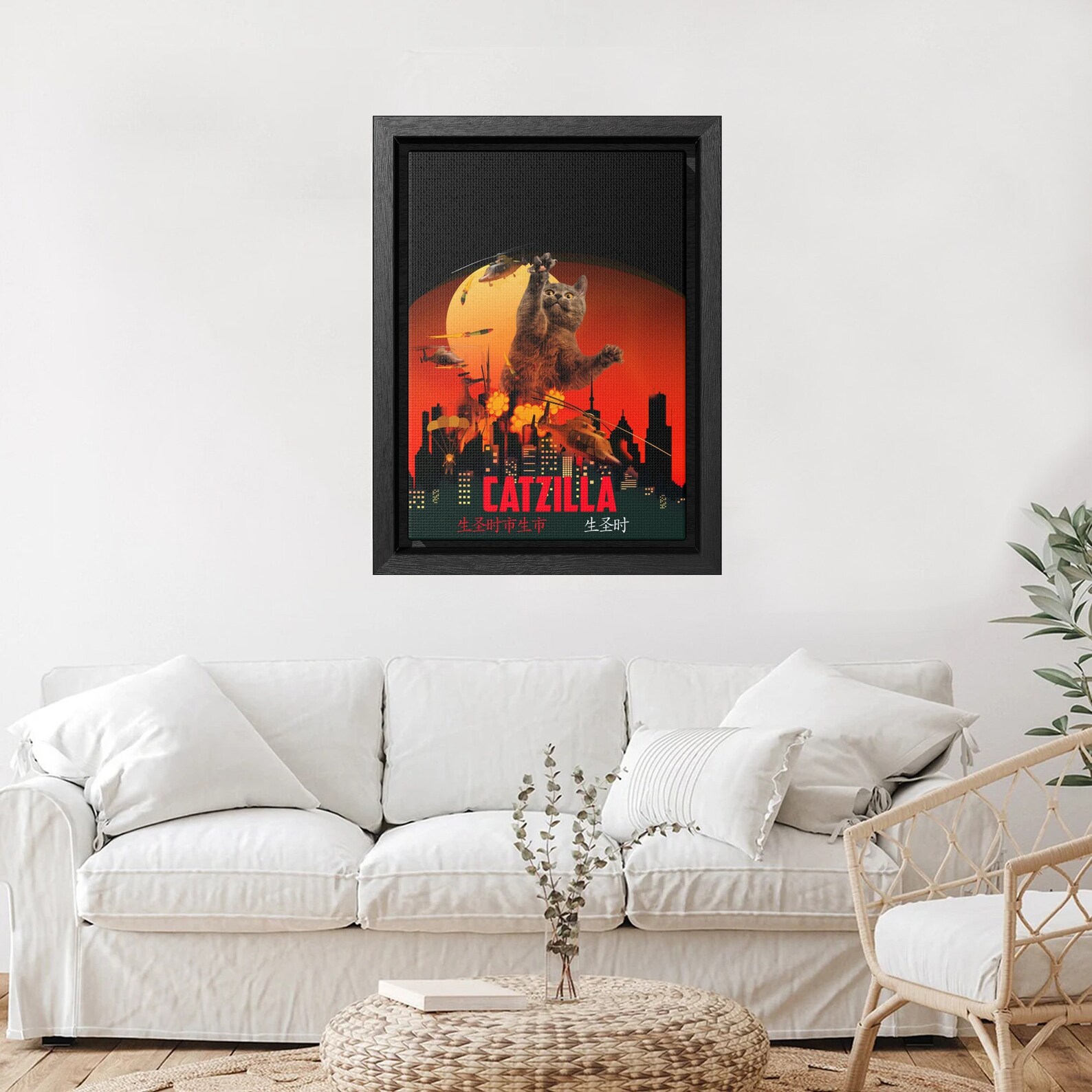 Custom Wall Art Cat Personalized Wall Art Funny Cat Catzilla Wall Decor ...