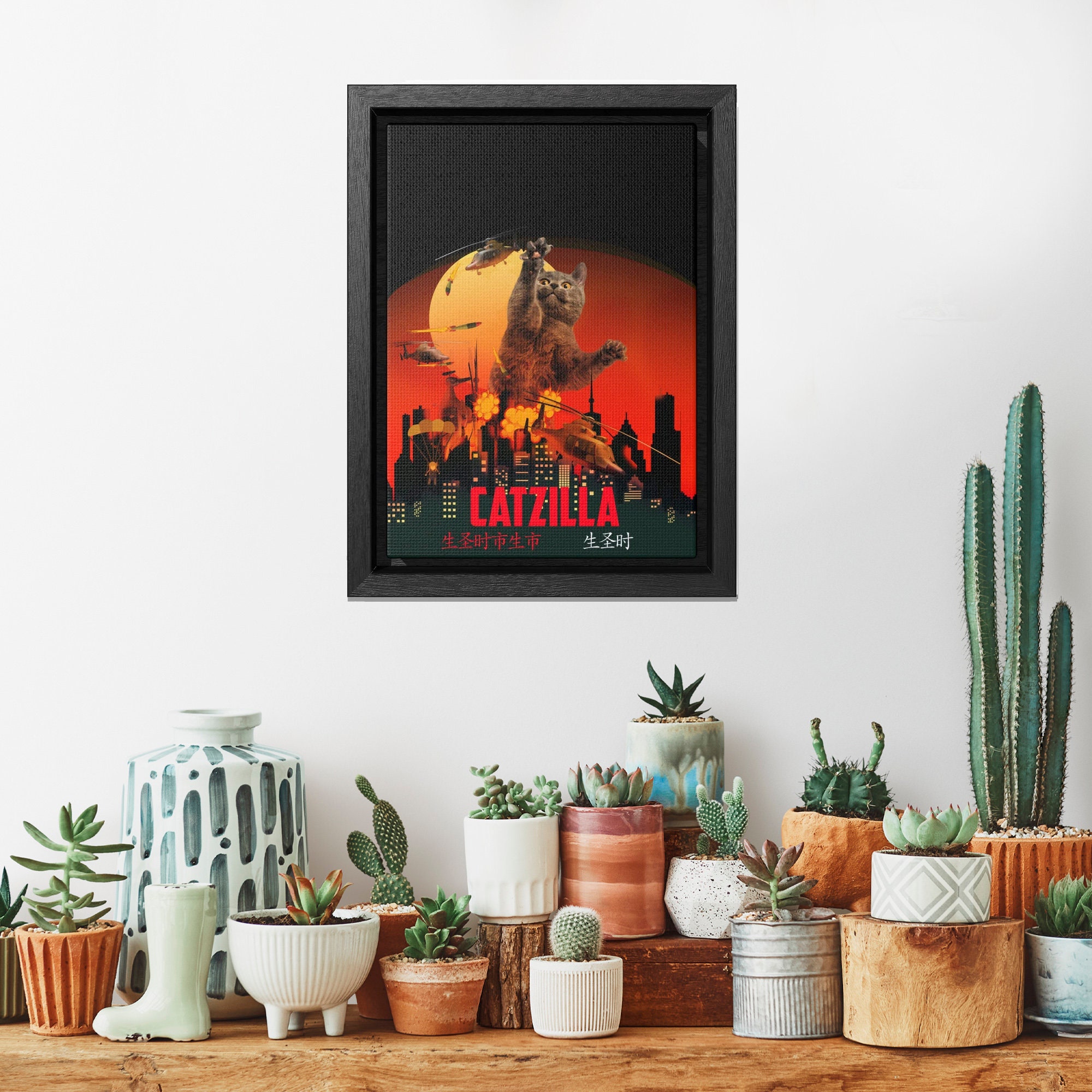 Custom Wall Art Cat Personalized Wall Art Funny Cat Catzilla Wall Decor ...