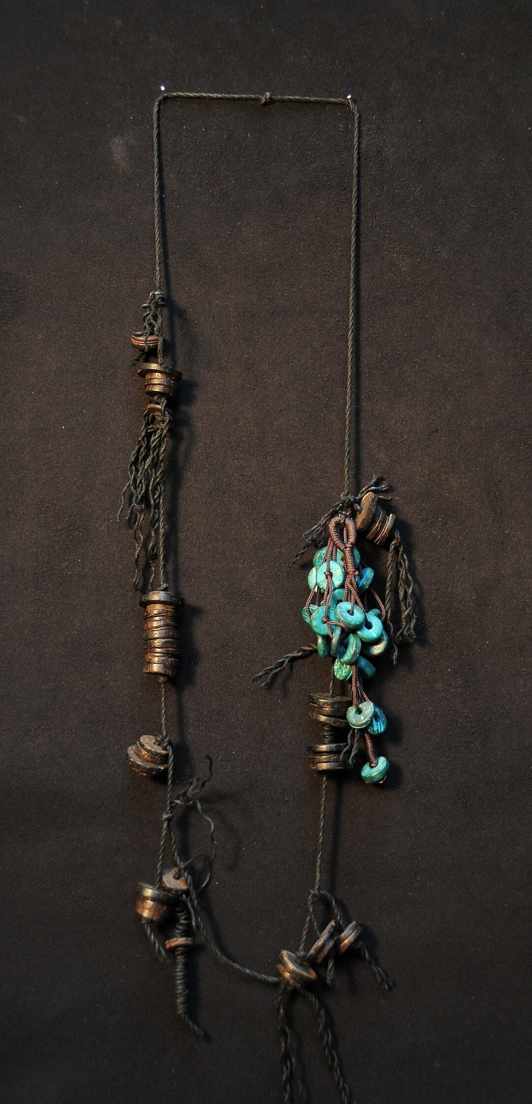 Rustic Long Necklace | "rasta" | Black Wood and Turquoise Beads ...