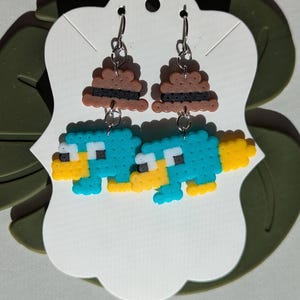 Perry Platypus Pixel Earrings With Hat - Etsy