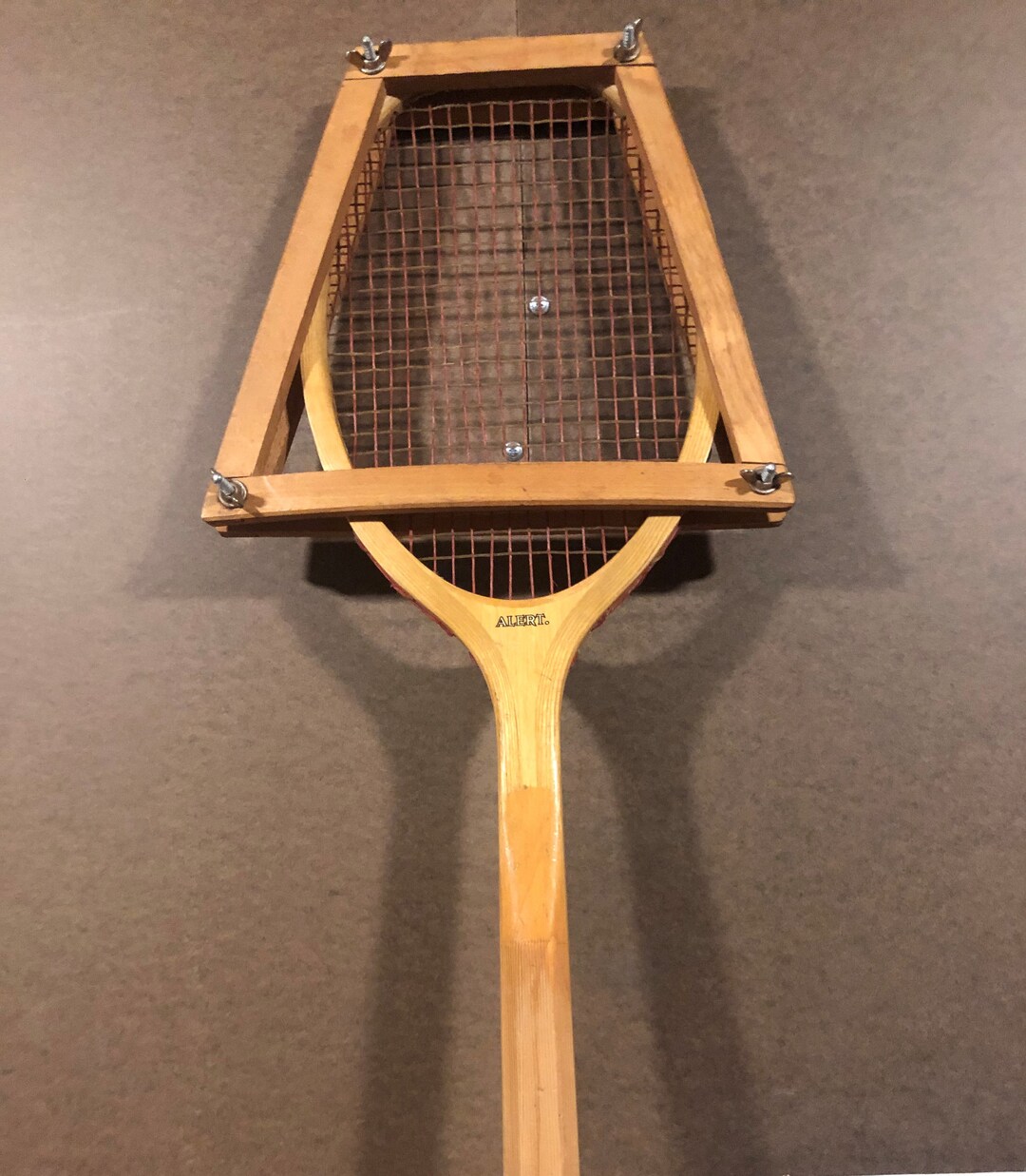Vintage Alert Wood Tennis Racket - Beautiful Smooth Wood Racket Press ...