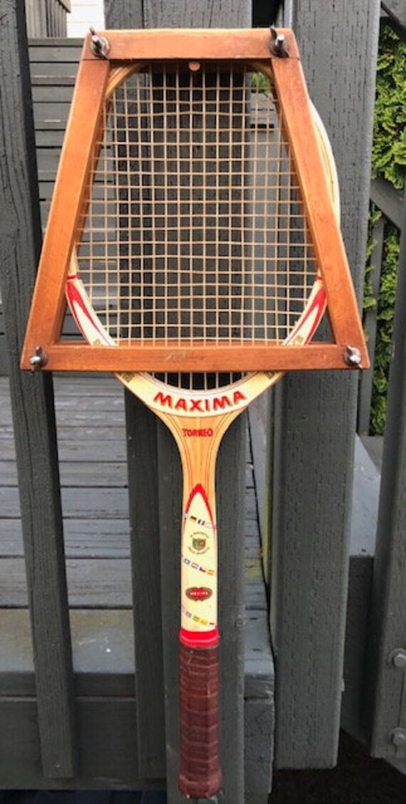 Vintage Italian Wood Tennis Racket Maxima - Etsy