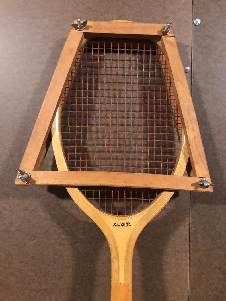 Vintage Alert Wood Tennis Racket - Beautiful Smooth Wood Racket Press ...