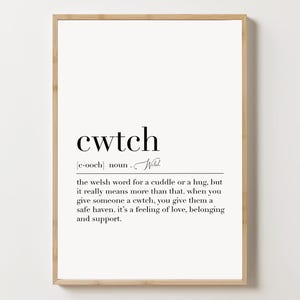 Cwtch Definition Print, Cwtch Poster, Welsh Wall Art, Welsh Print ...