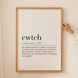 Cwtch Definition Print, Cwtch Poster, Welsh Wall Art, Welsh Print ...