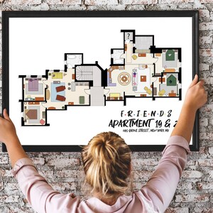 Friends TV Show Apartment Floor Plan-friends TV Show Layout - Etsy