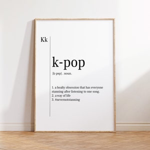 K-pop Sign, K-pop Wall Decor, K-pop Definition Print, K-pop Gift, K-pop ...