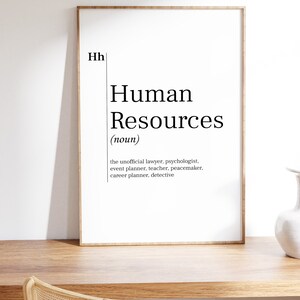 Human Resources Definition Print, Definition Poster, Human Resources ...