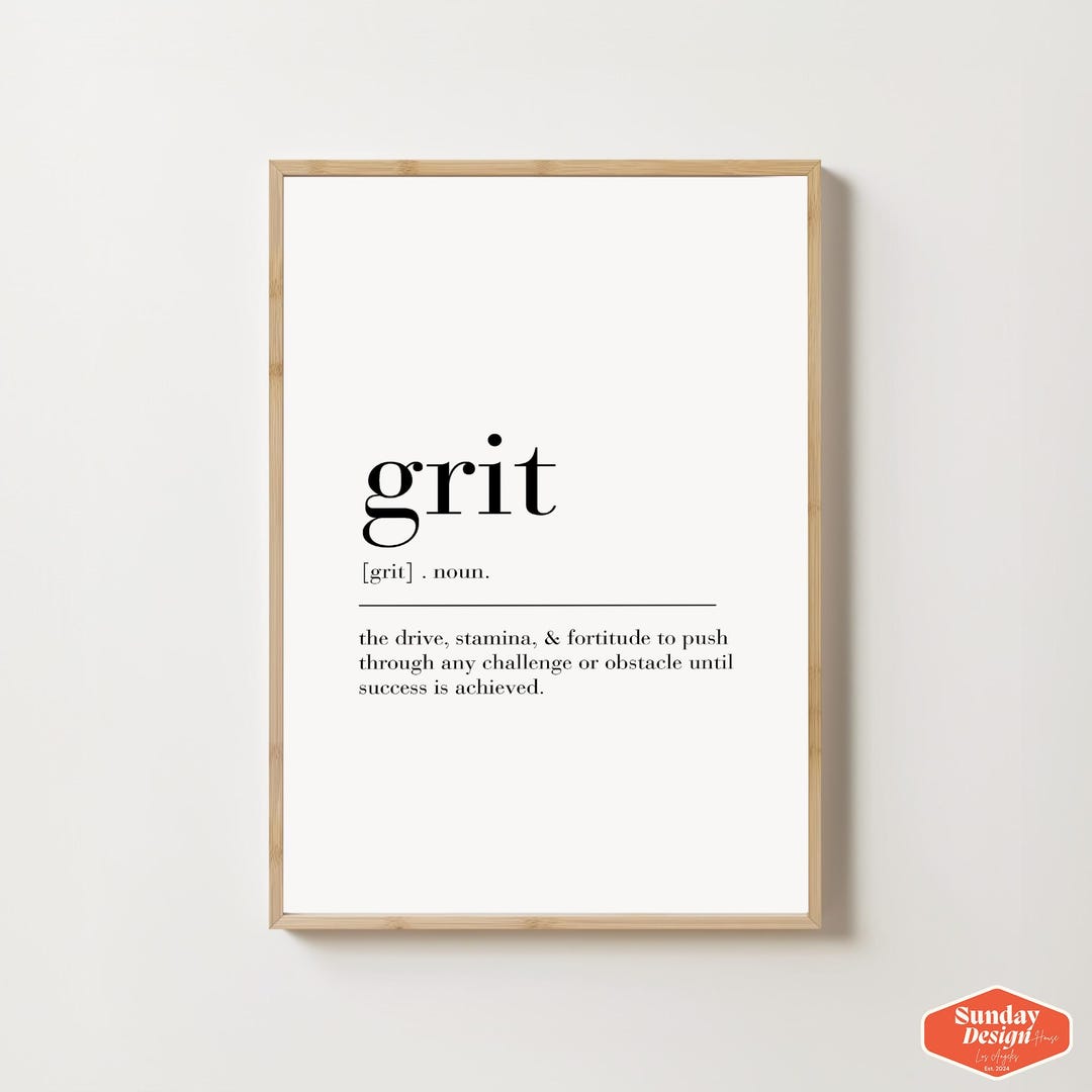 Grit Definition Print, Grit, Grit Quote, Grit Sign, Office Art Print ...