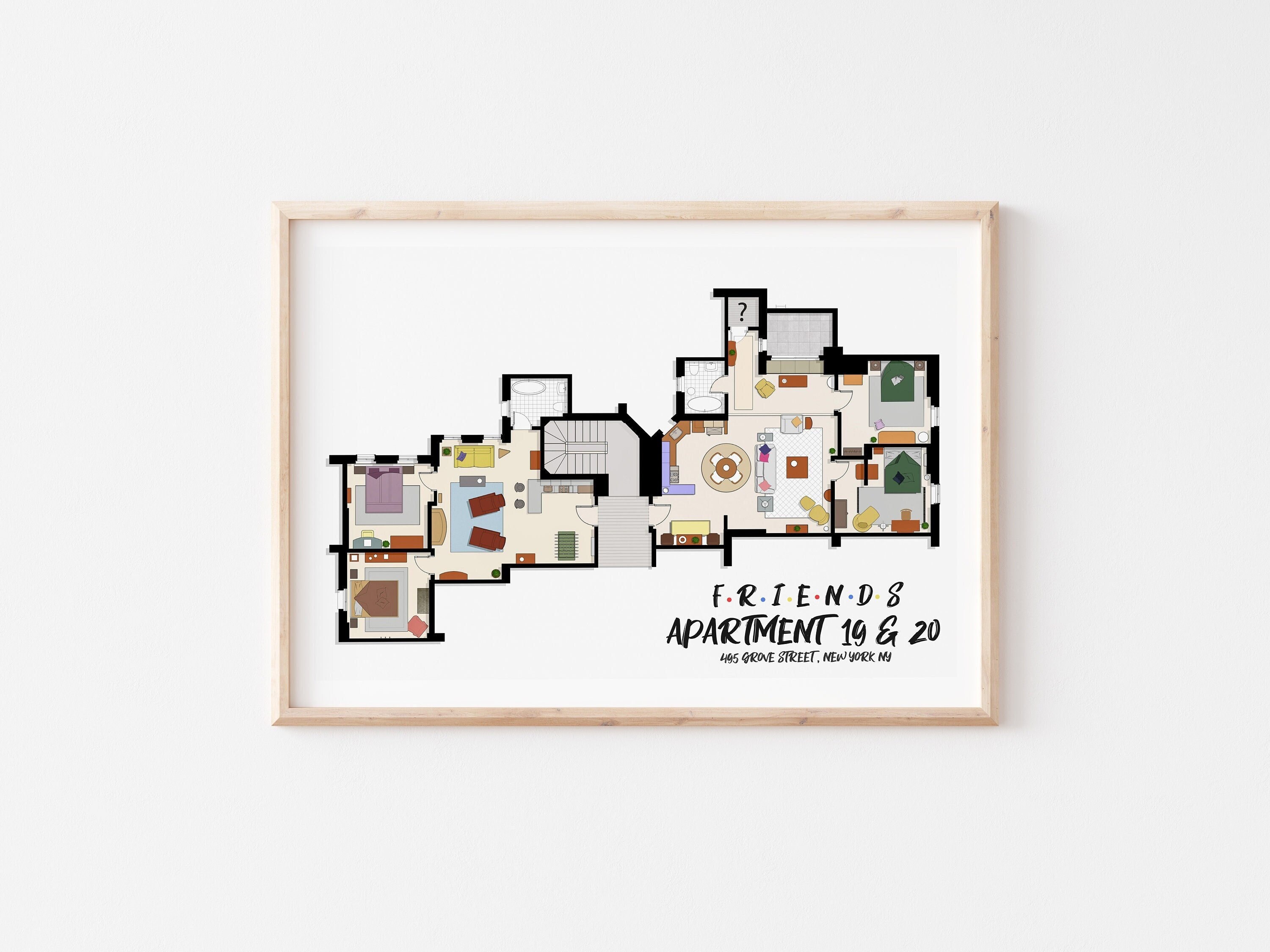 Friends TV Show Apartment Floor Plan-friends TV Show Layout - Etsy UK