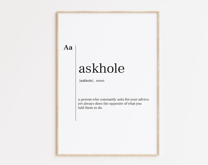 Askhole Definition Funny Friend Gift Funny Friend Birthday - Etsy