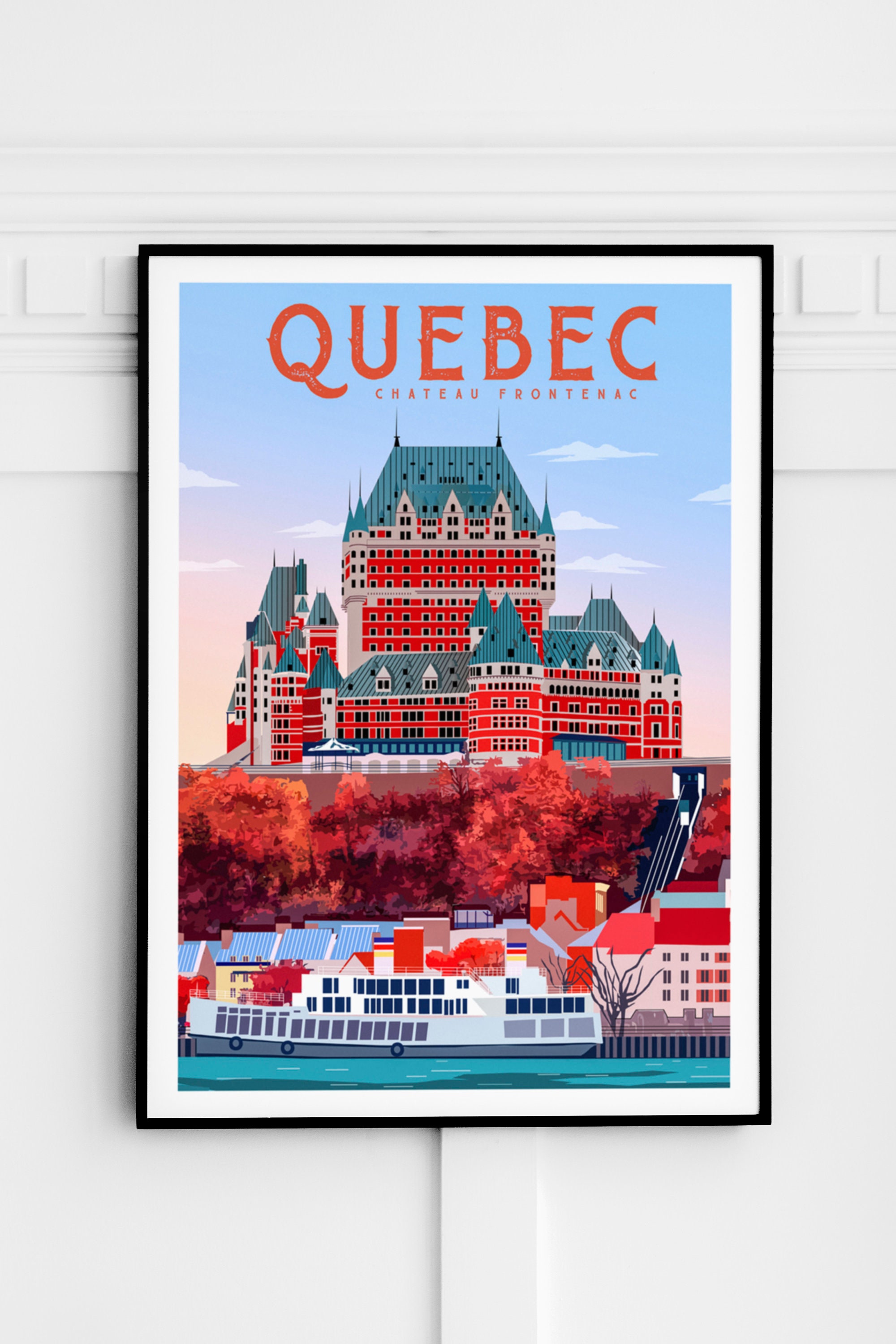 Quebec City Travel Poster Canada Poster Quebec Print Quebec | Etsy