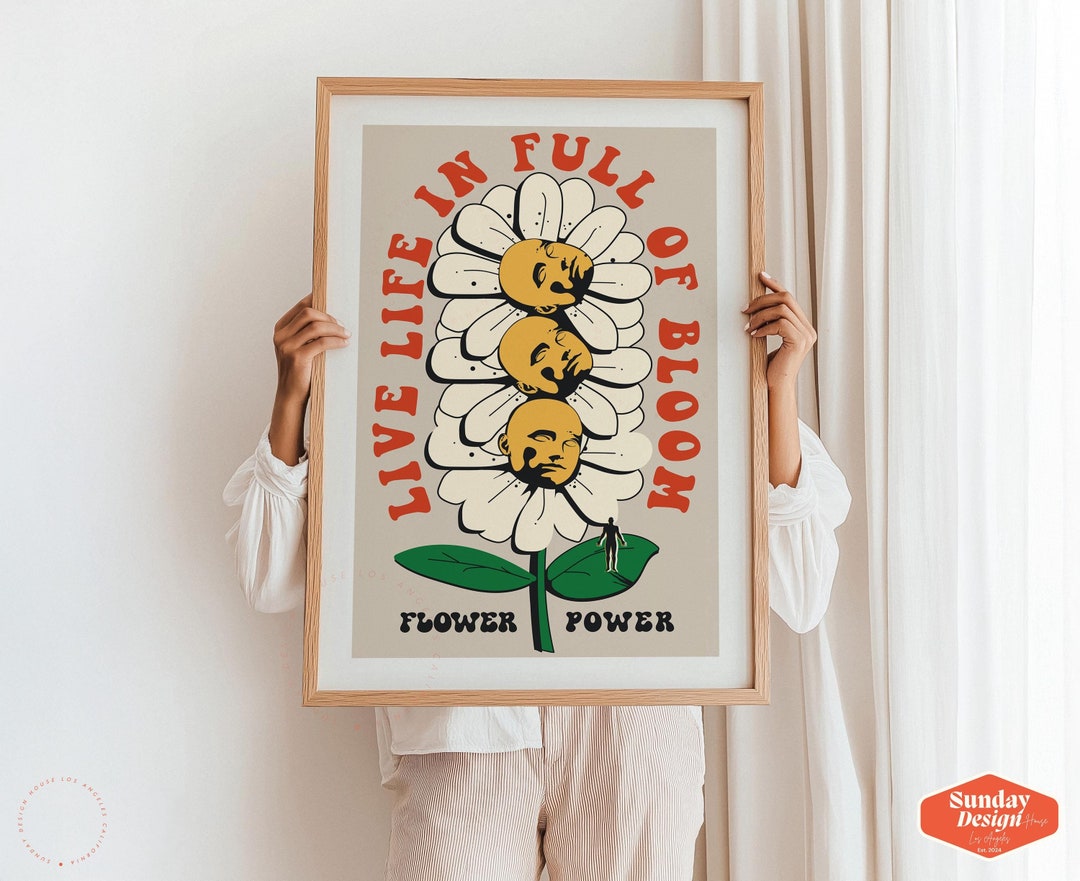 Flower Power Print, Daisy Flower Art, Flower Power Wall Decor, Flower ...
