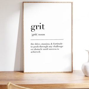 Grit Definition Print, Grit, Grit Quote, Grit Sign, Office Art Print ...
