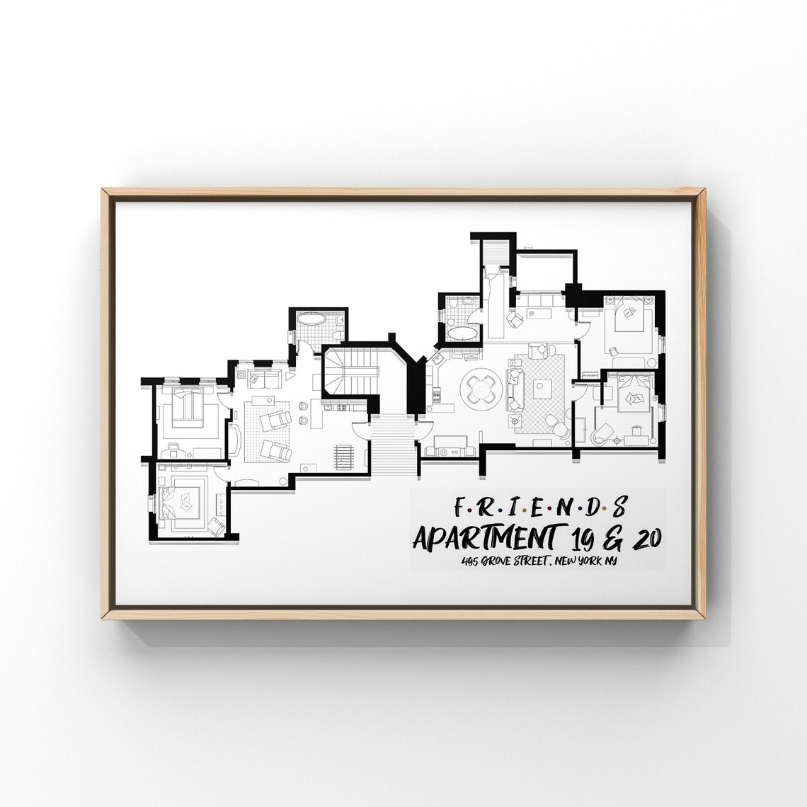 Friends TV Show Apartment Floor Plan Friends TV Show Layout | Etsy
