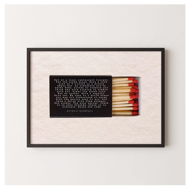 Eat at Local Anthony Bourdain Retro Matchbox Quote Print, Bourdain ...