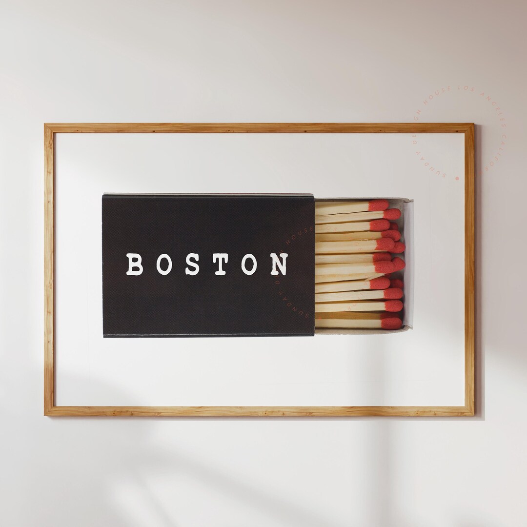 Boston City Matchbox Print, Boston Poster, Modern Wall Decor, City ...